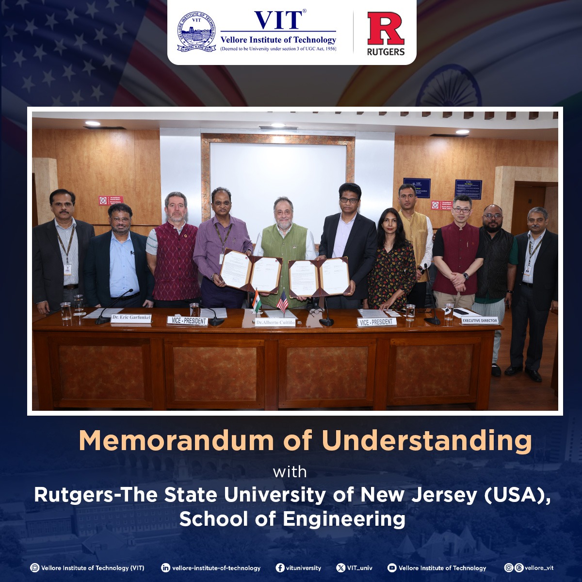 VIT Signs MOU with Rutgers University School of Engineering - Vellore ...